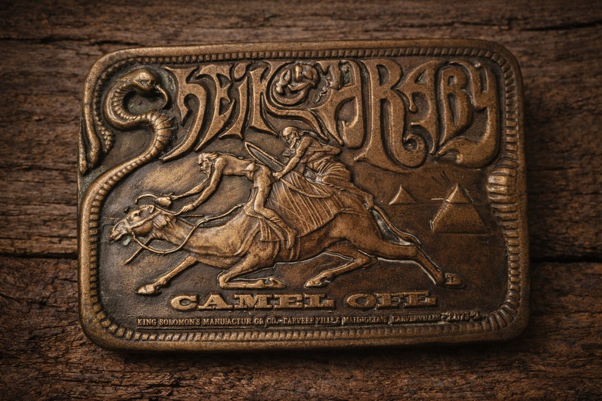 "Sheik of Araby" Bergamot Brass Works belt buckle (1977) – Buckle Up and Go